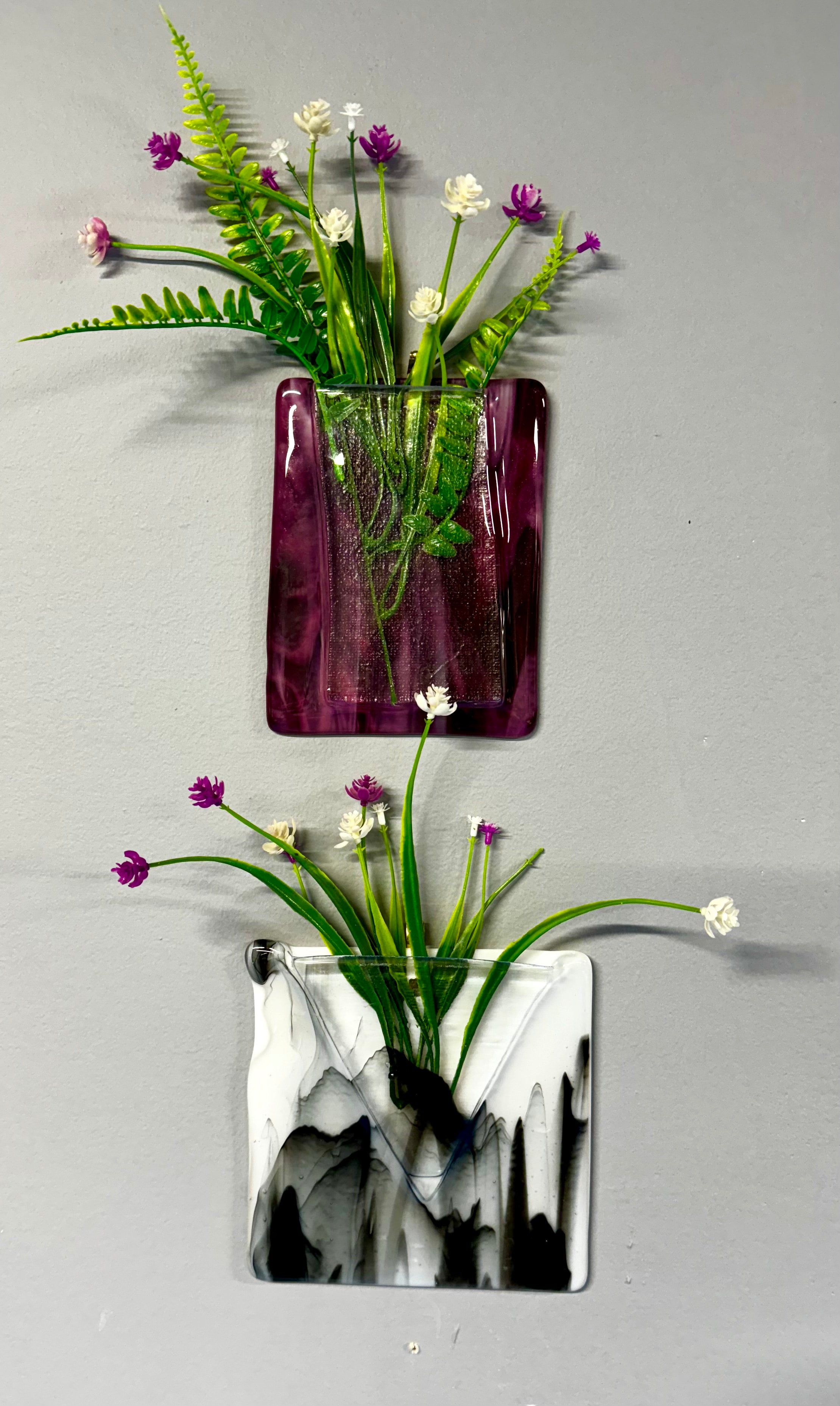 Fused glass wall pocket vase | Uncle Dave’s Art Studio